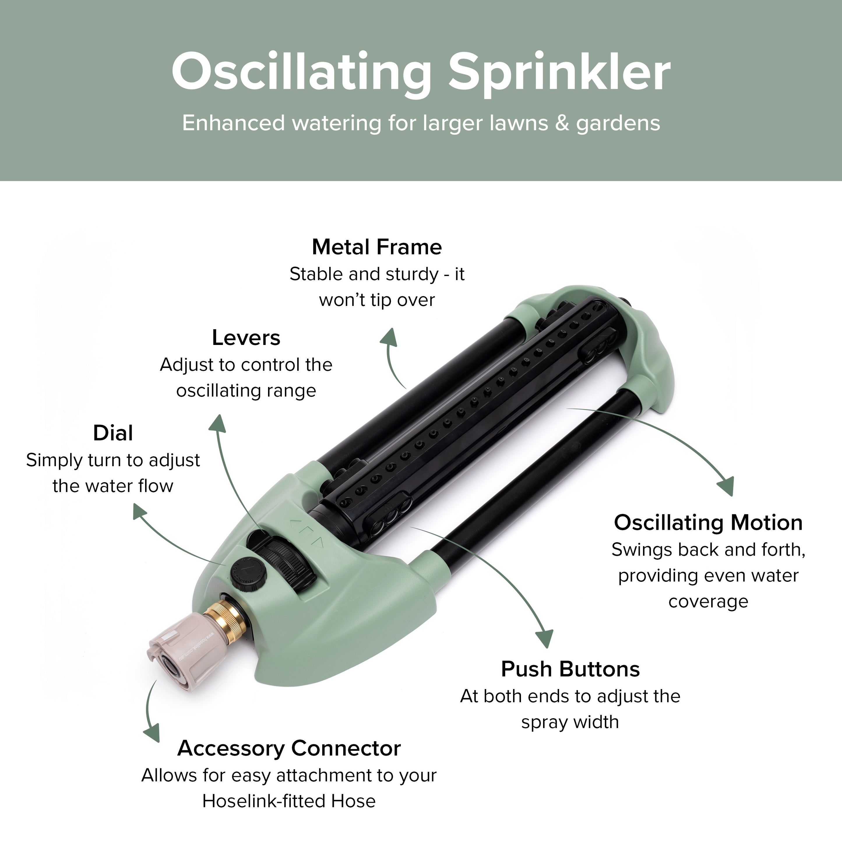 Hoselink Oscillating Hose-end Sprinkler | Garden Oscillating Sprinkler